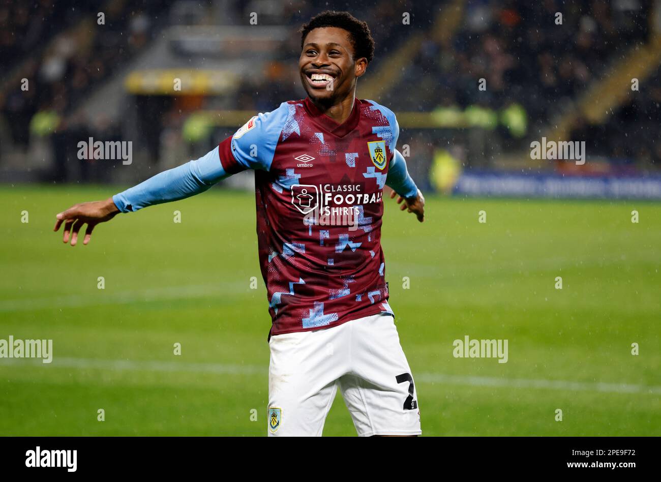 Burnley's Nathan Tella celebrates scoring their side's third goal of ...