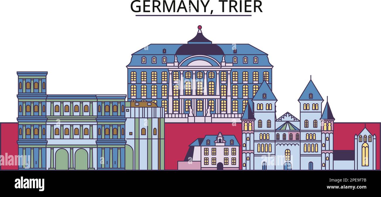 Germany, Trier tourism landmarks, vector city travel illustration Stock Vector Image & Art - Alamy