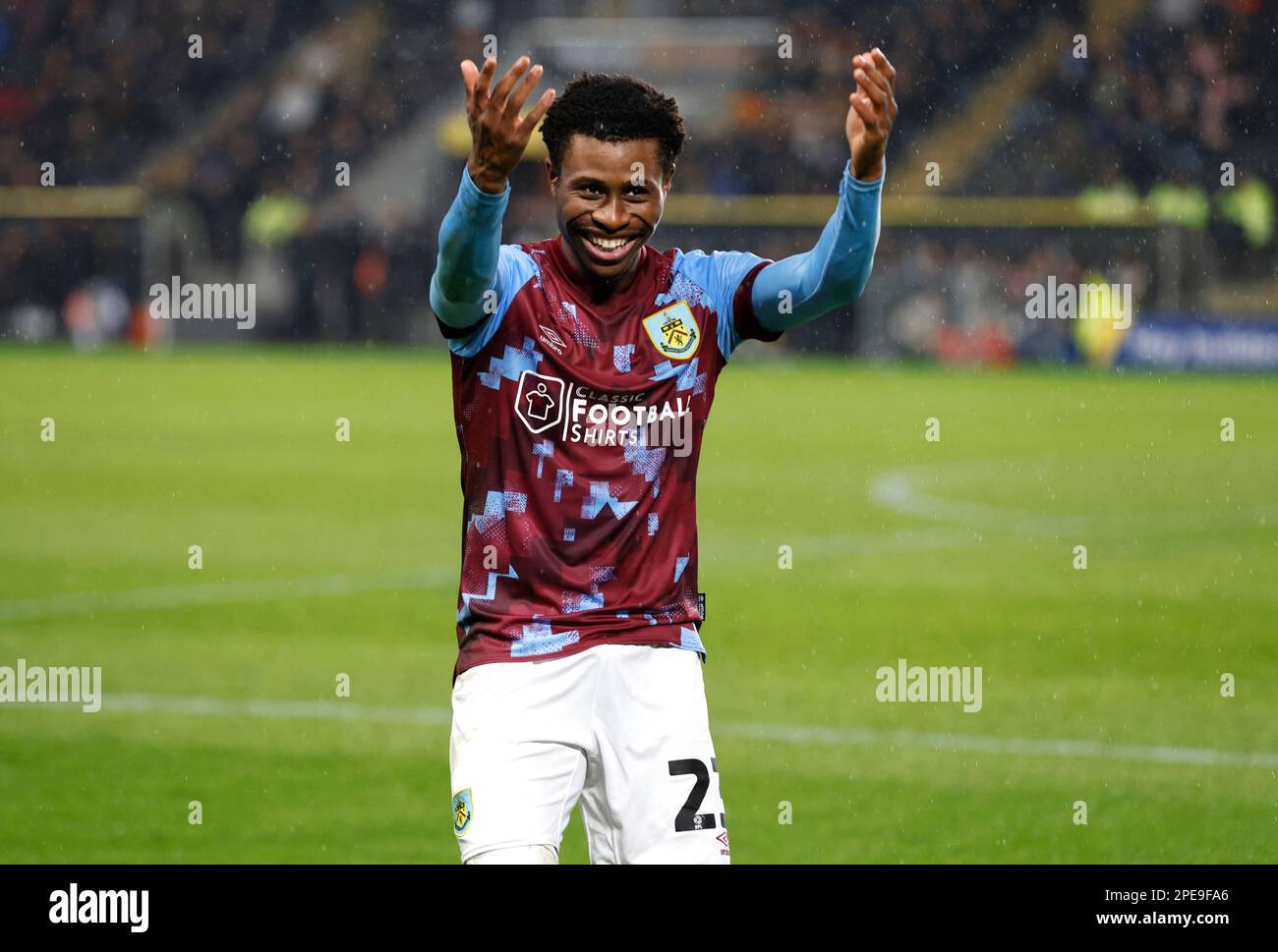 Burnley's Nathan Tella celebrates scoring their side's third goal of ...