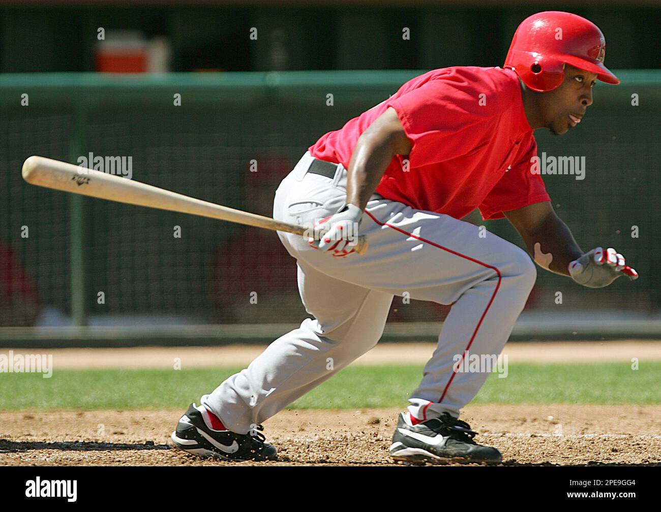 Los Angeles Angels' Chone Figgins swings for an RBI single odd San ...