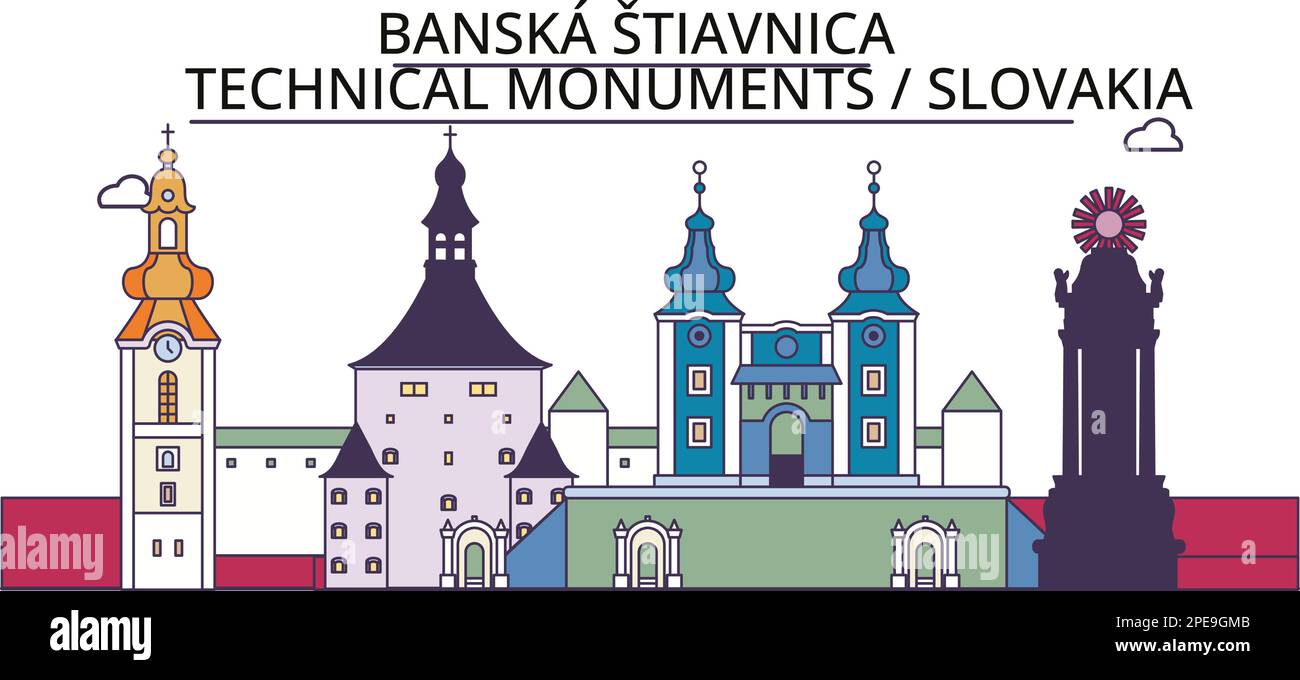 Slovakia, Banska Stiavnica tourism landmarks, vector city travel ...