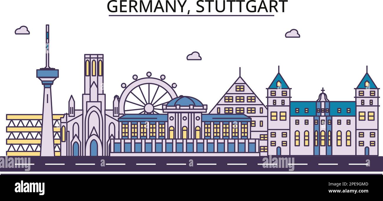 Germany, Stuttgart tourism landmarks, vector city travel illustration Stock Vector Image & Art ...