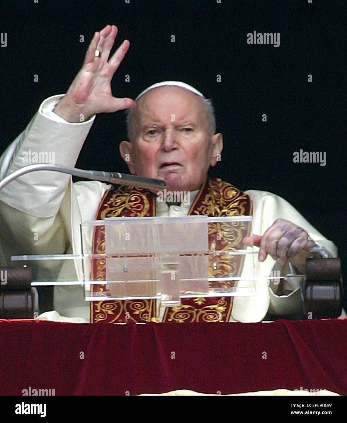 Pope John Paul II delivers an Easter Sunday blessing from his studio's window overlooking St ...
