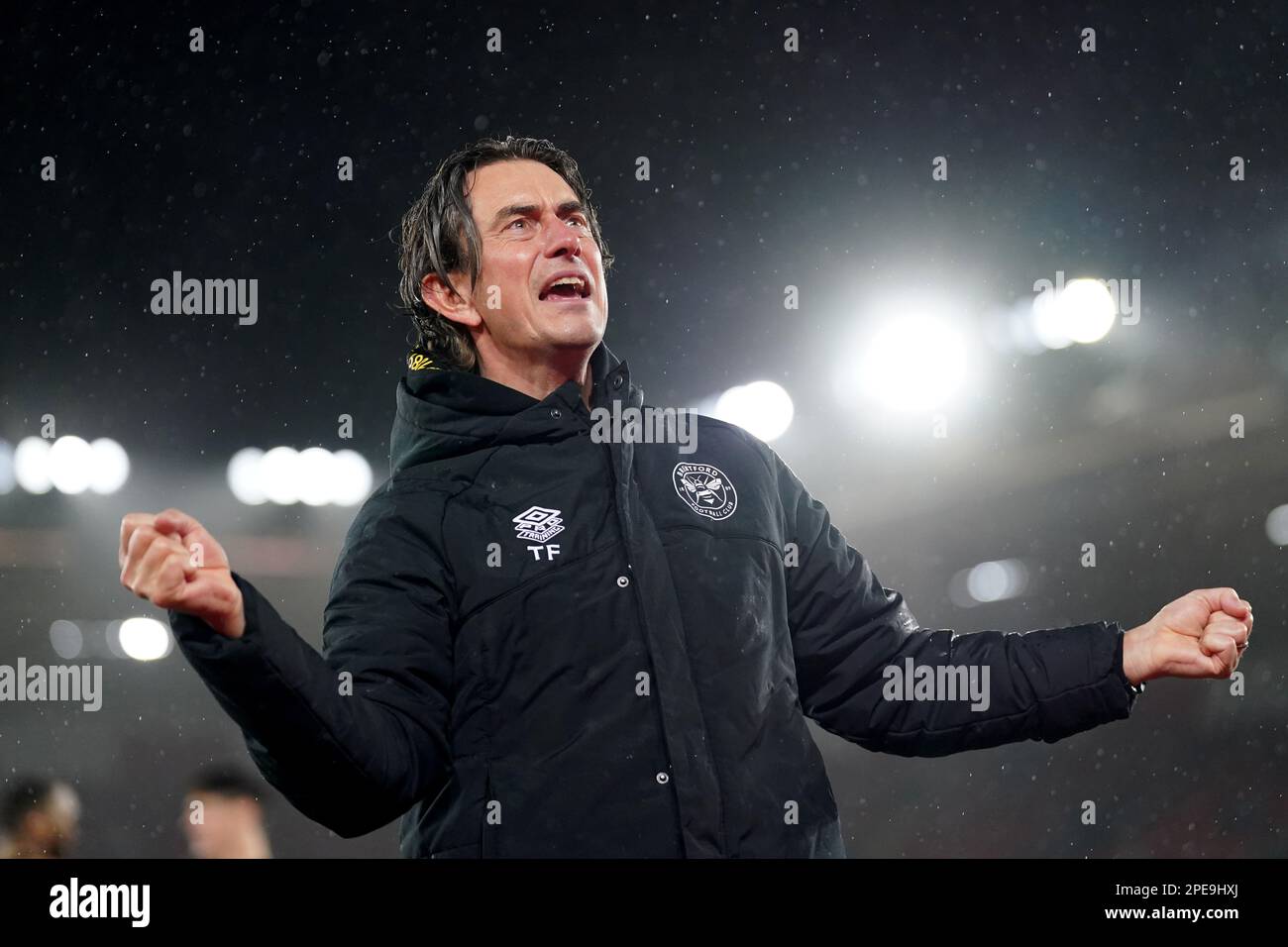 Brentford Manager, Thomas Frank, celebrates his sides victory following ...
