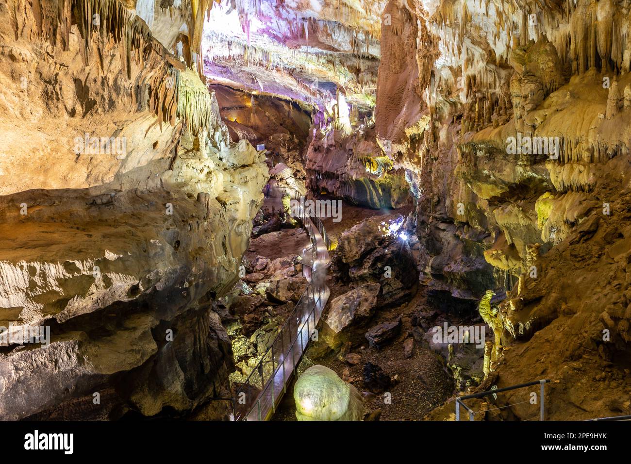 Prometheus Cave Natural Monument landscape, Georgia, main hall view ...