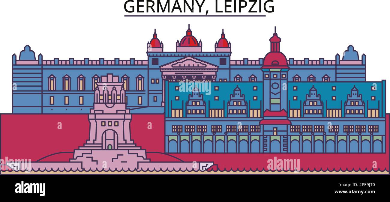 Germany, Leipzig tourism landmarks, vector city travel illustration ...