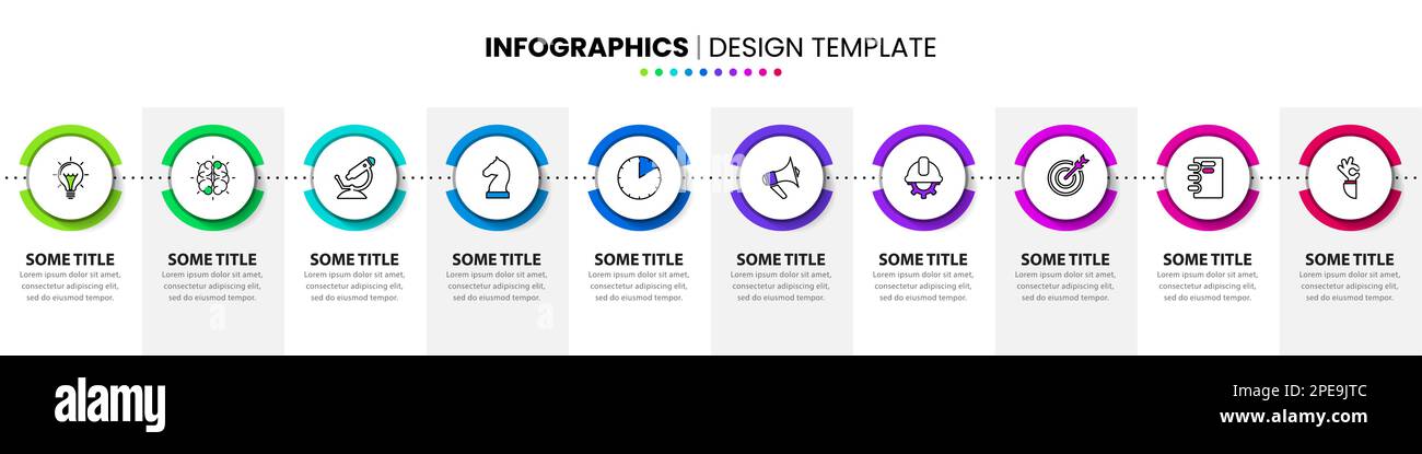 Infographic template with icons and 10 options or steps. Horizontal ...
