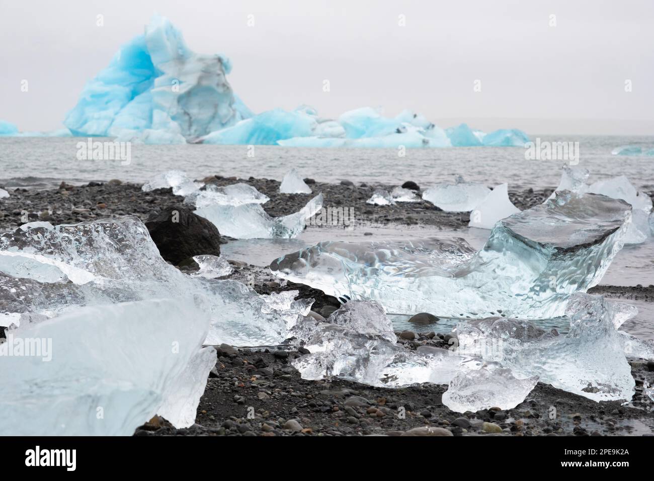 Diamond Beach in Iceland. Incredible Landscape with Pure Blue Icebergs ...