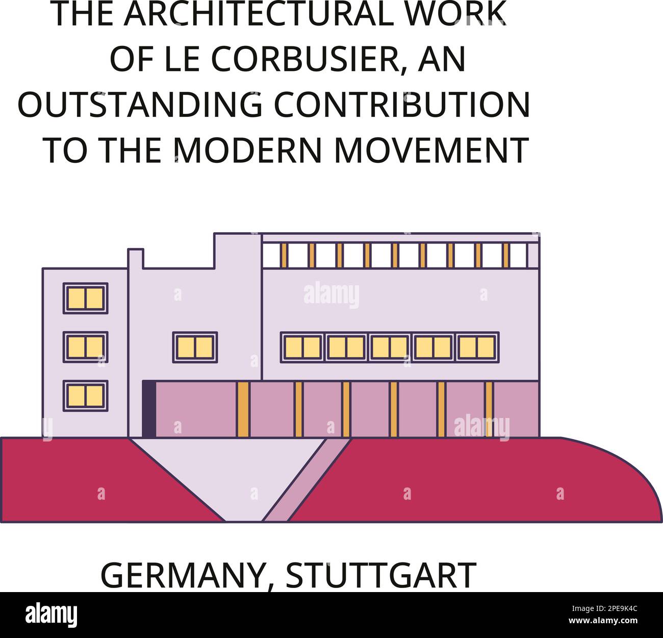 Germany, Stuttgart, Le Corbusier tourism landmarks, vector city travel illustration Stock Vector ...
