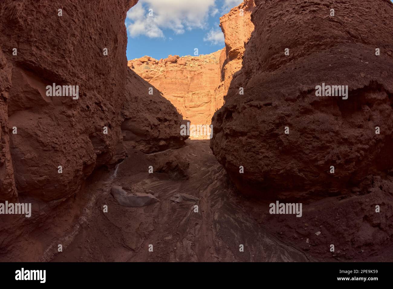 A narrow slot canyon branching off of Paria Canyon at Glen Canyon ...