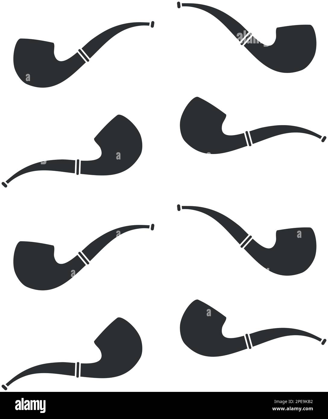 Vector seamless pattern of flat black smoking pipe isolated on white ...