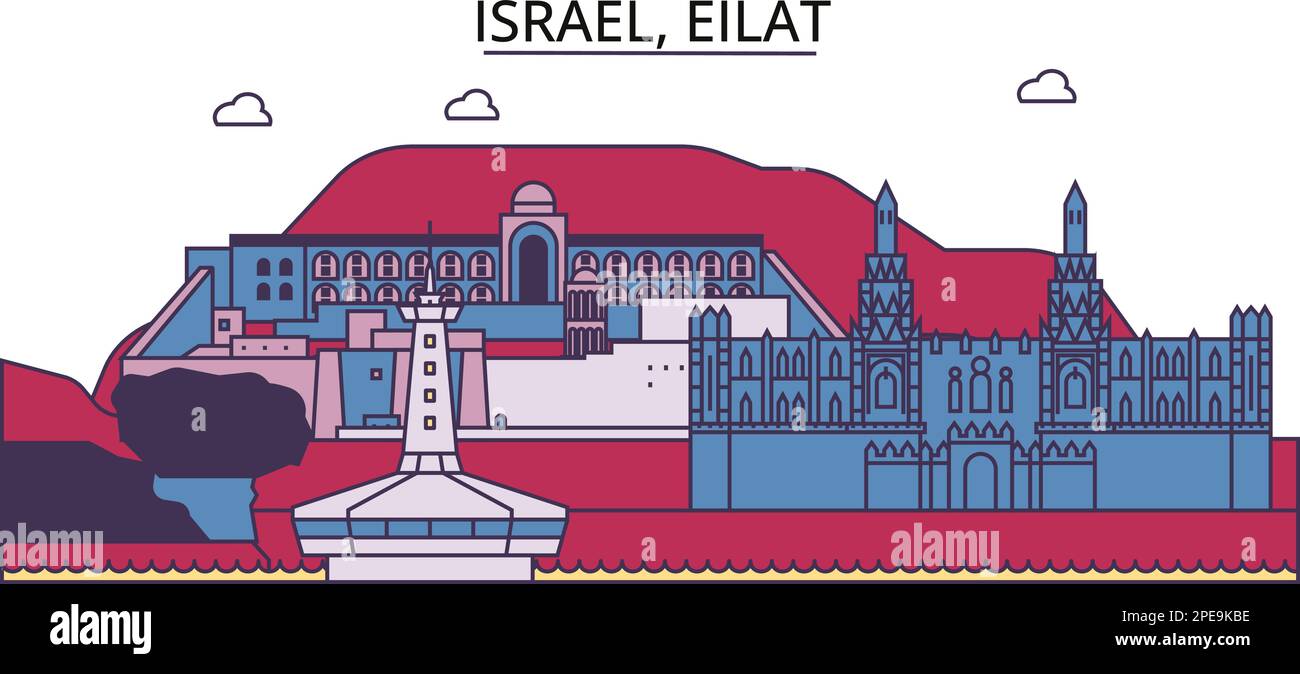 Israel, Eilat tourism landmarks, vector city travel illustration Stock Vector Image & Art - Alamy