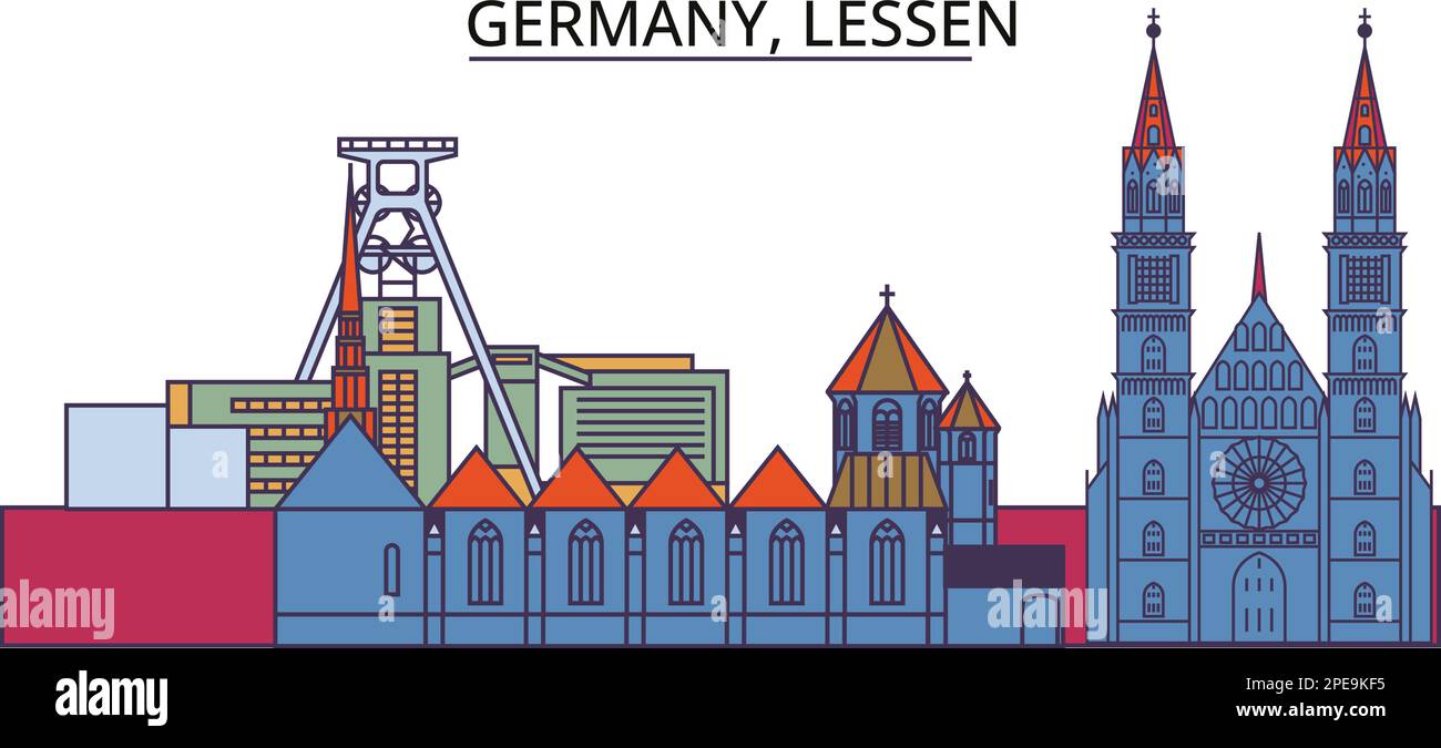 Germany, Lessen tourism landmarks, vector city travel illustration Stock Vector Image & Art - Alamy