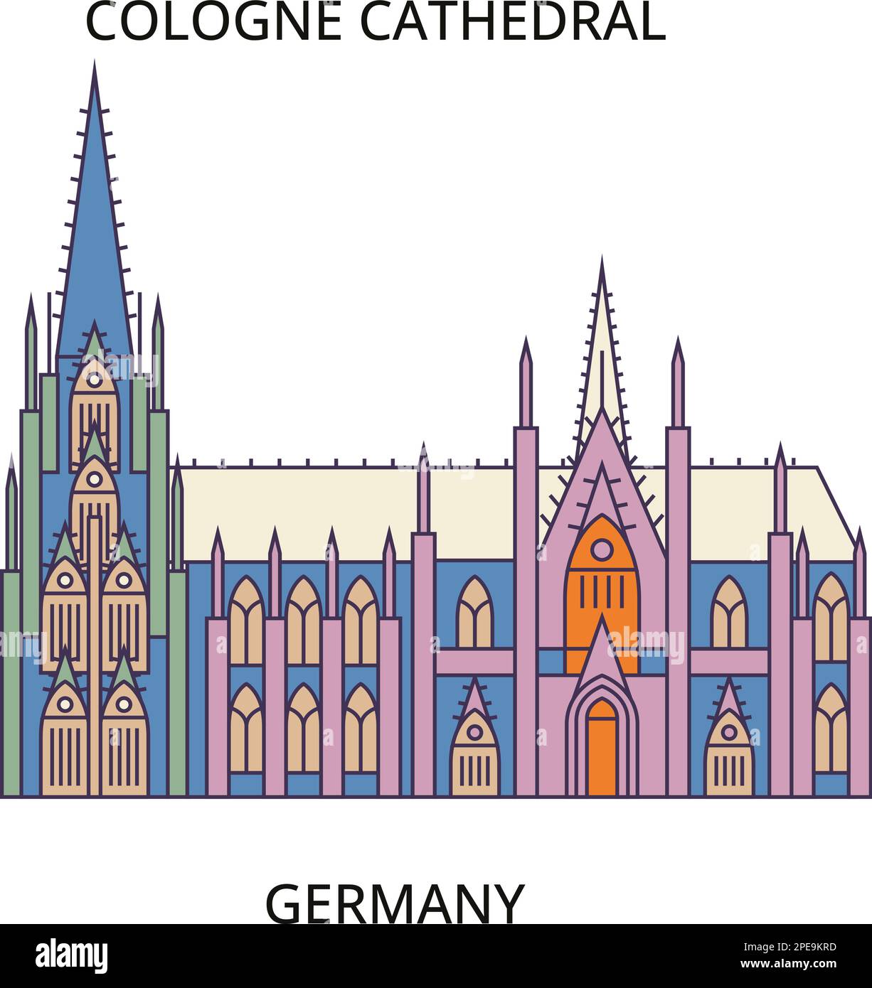 Germany, Cologne Cathedral tourism landmarks, vector city travel ...