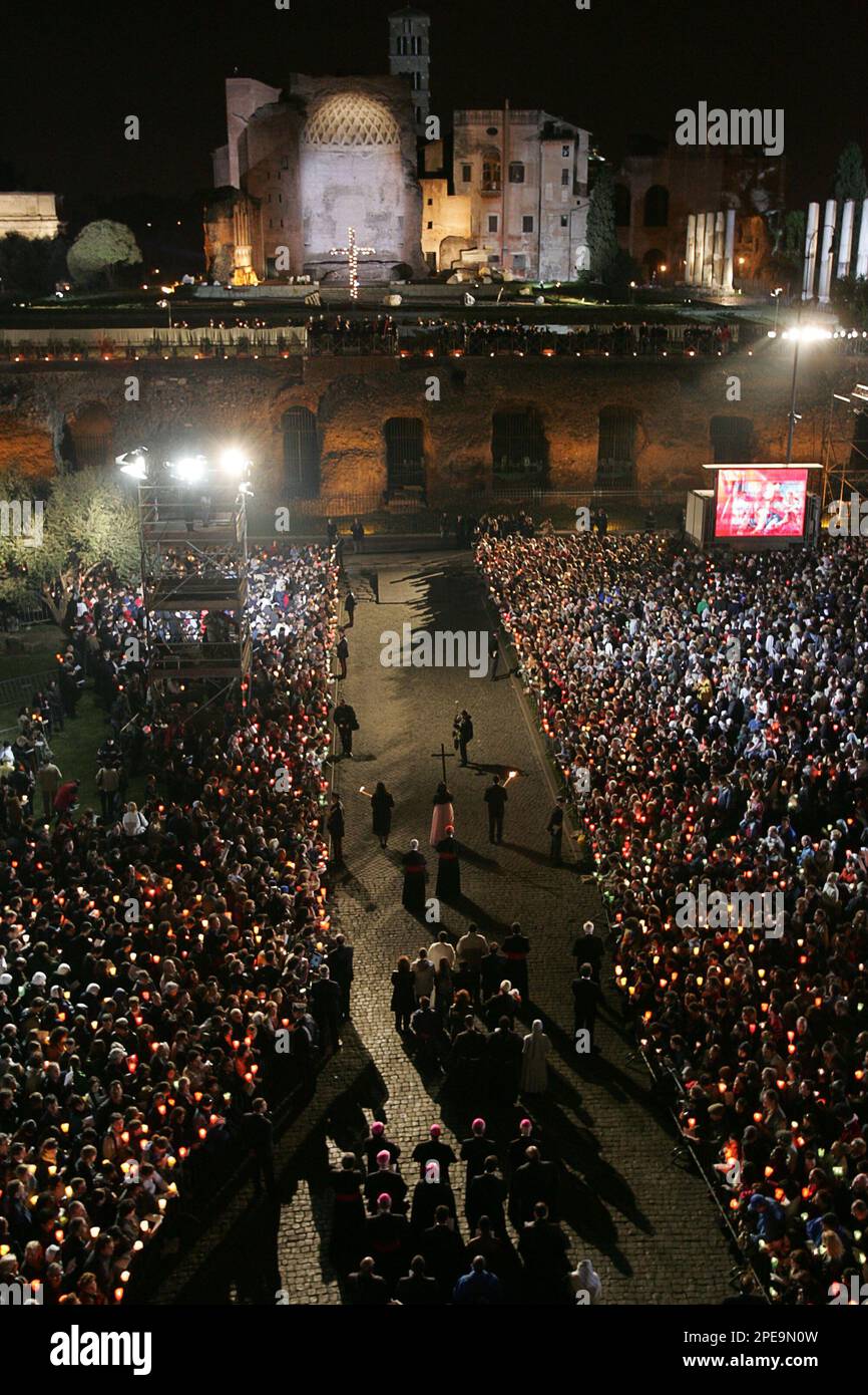 A view of the Via Crucis (Way of the Cross)procession on Good Friday ...