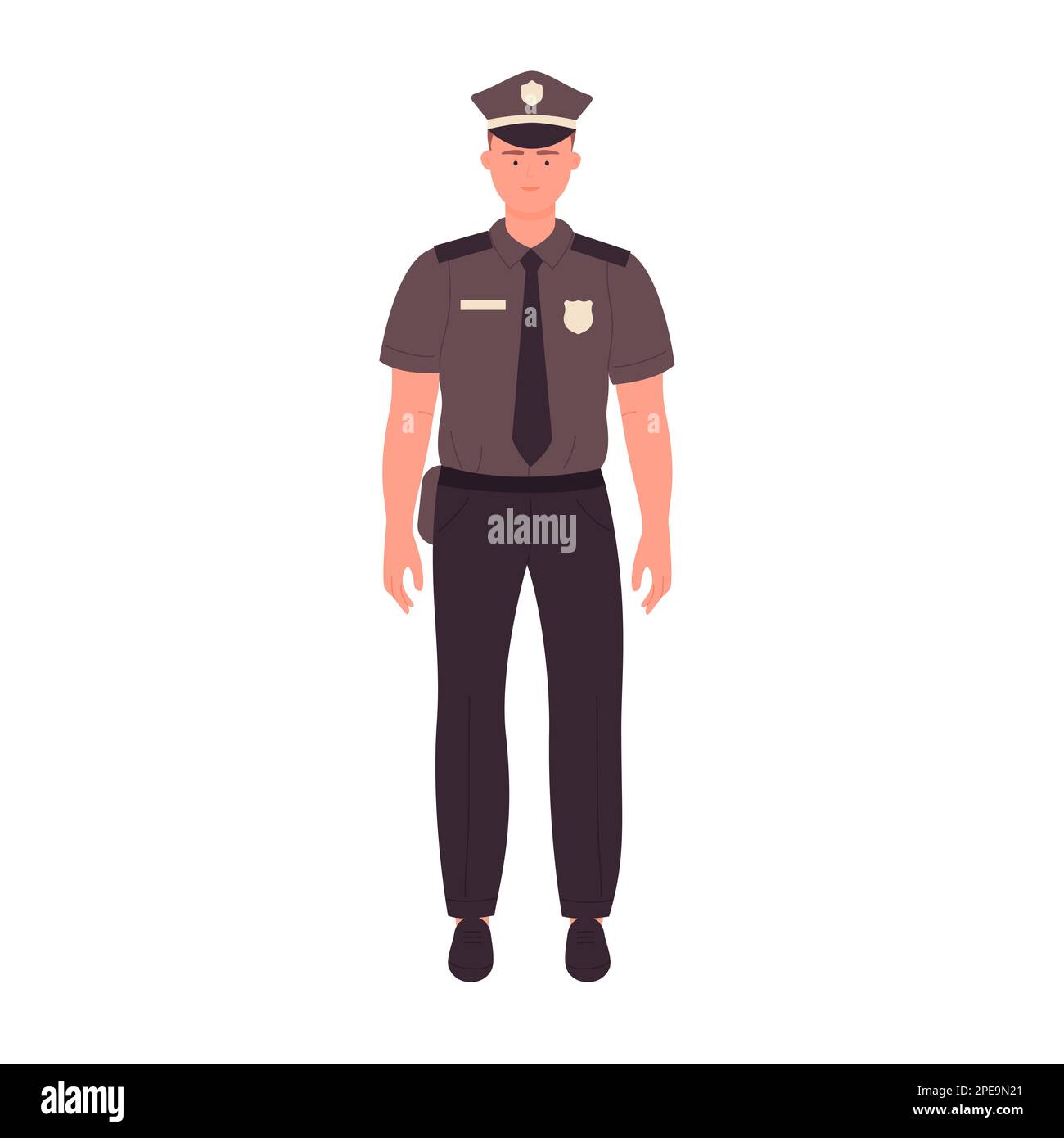 Young policeman in standing pose. Police officer in uniform vector ...