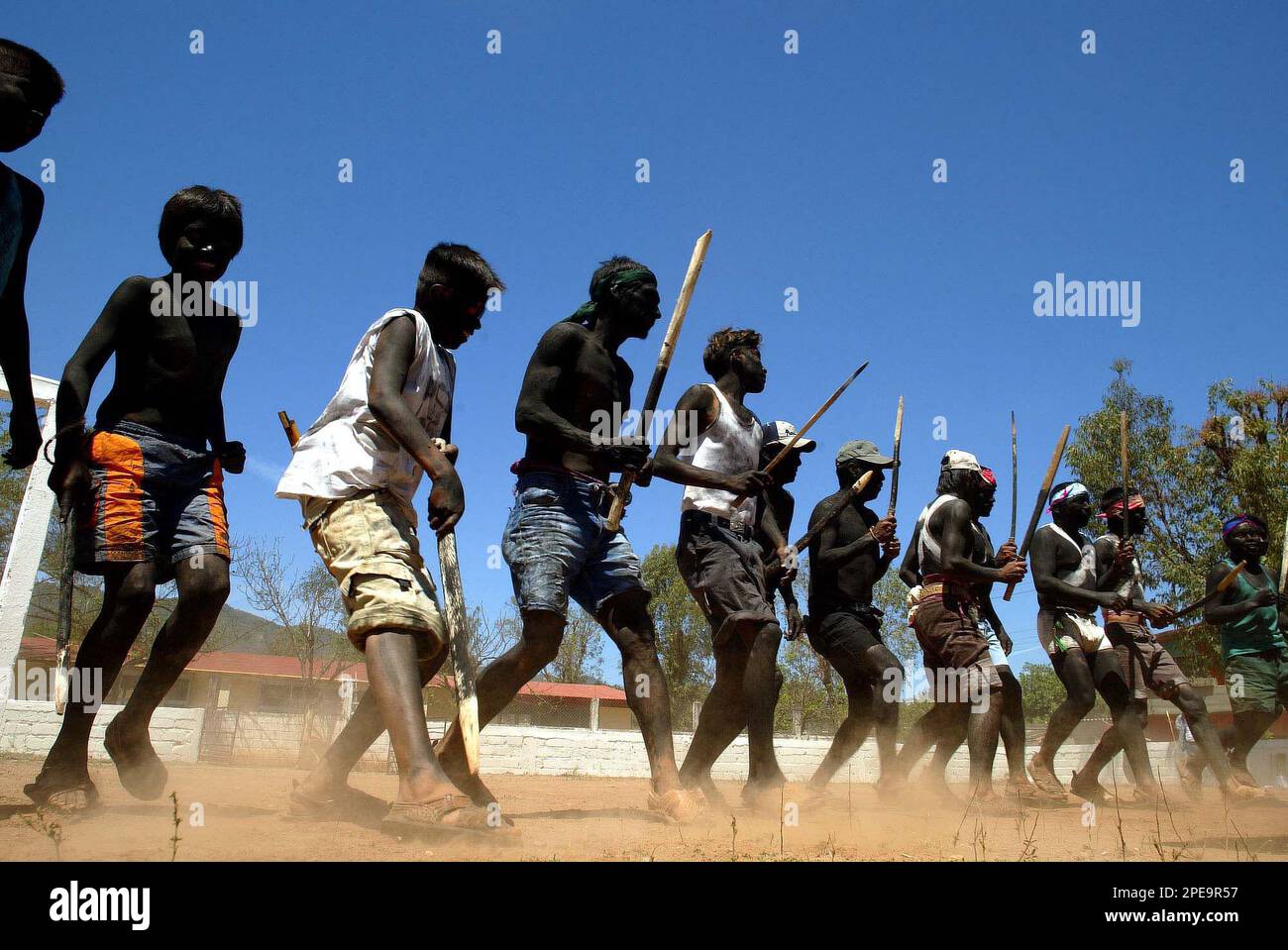 Members of the indigenous Cora community playing the principal part of ...