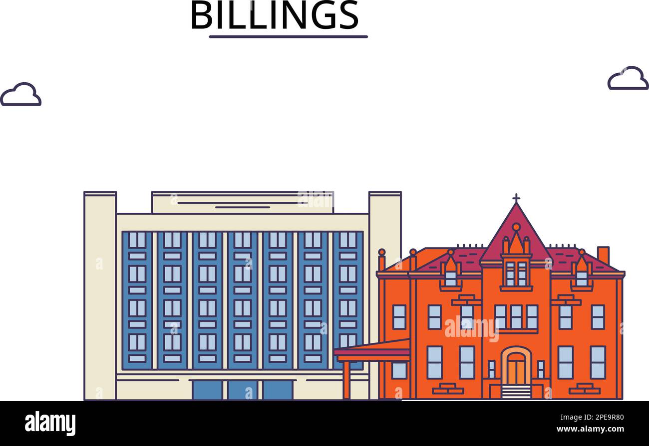 United States, Billings City tourism landmarks, vector city travel ...