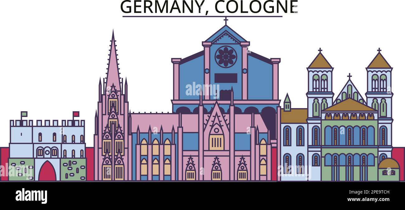 Germany, Cologne tourism landmarks, vector city travel illustration ...