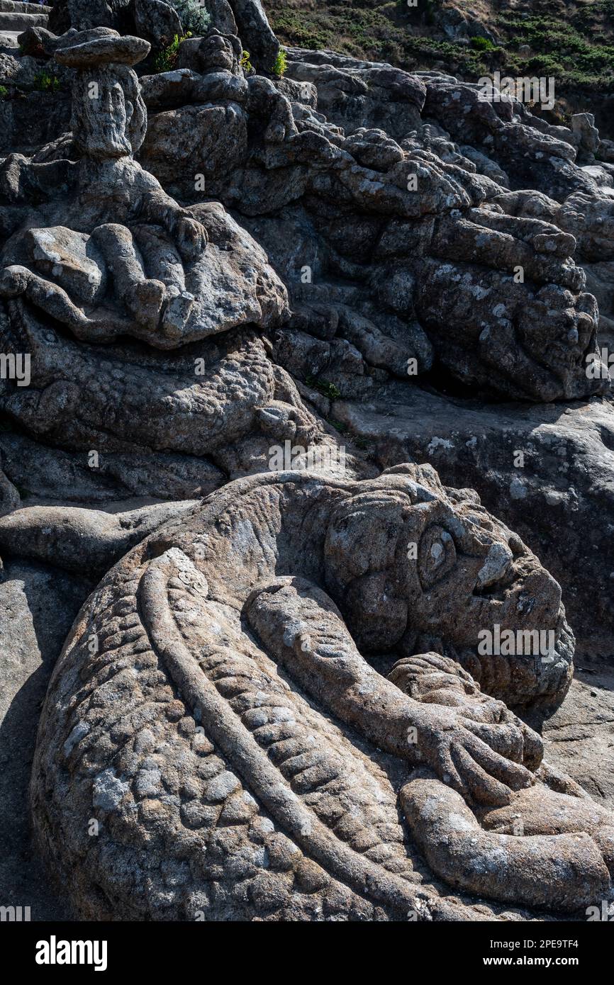 Ancient Stone Sculptures At Sculptured Rocks In Rotheneuf At The ...