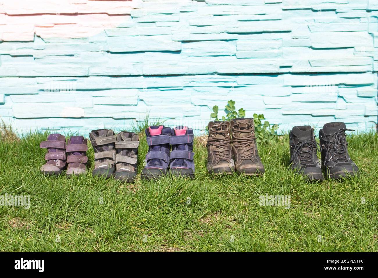 5 pairs of shoes in front Stock Photo - Alamy