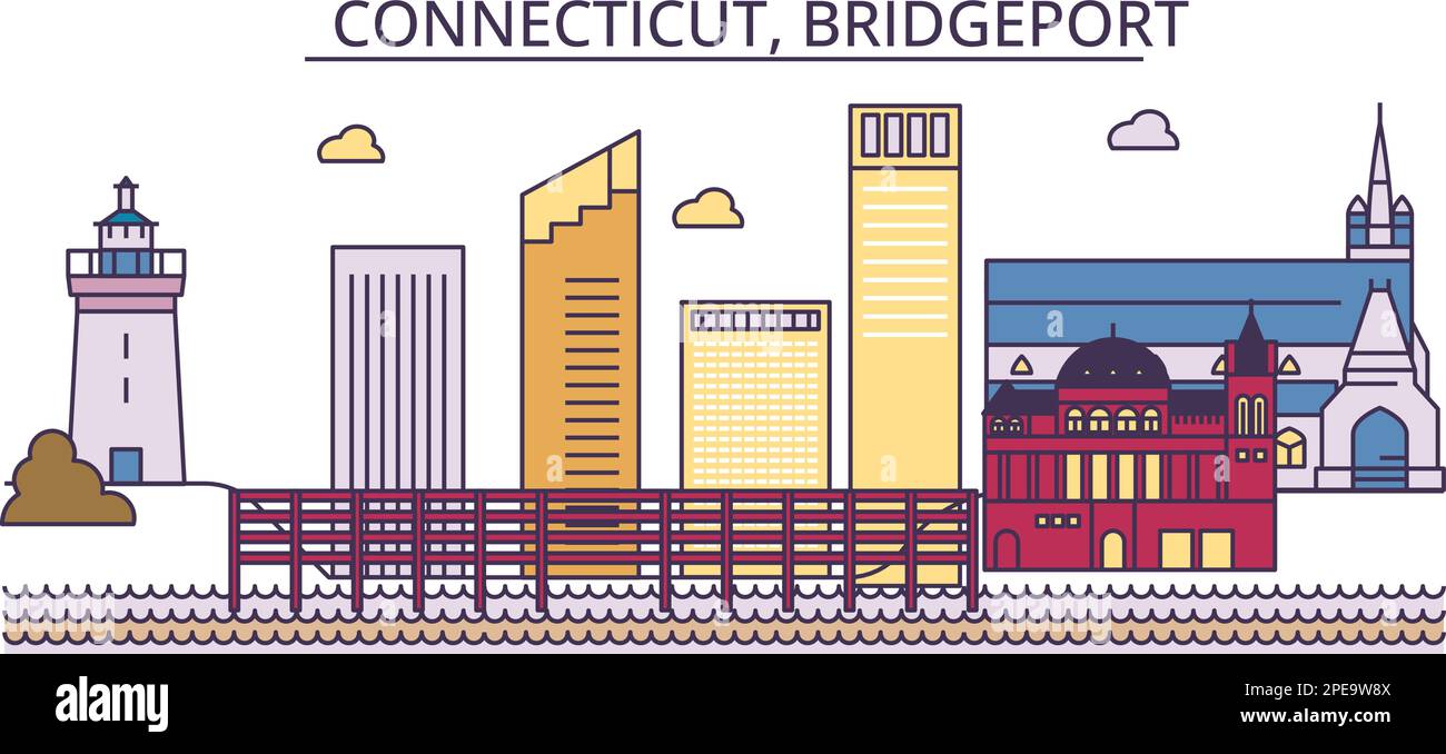 United States, Bridgeport tourism landmarks, vector city travel ... United States, Bridgeport tourism landmarks, vector city travel ...