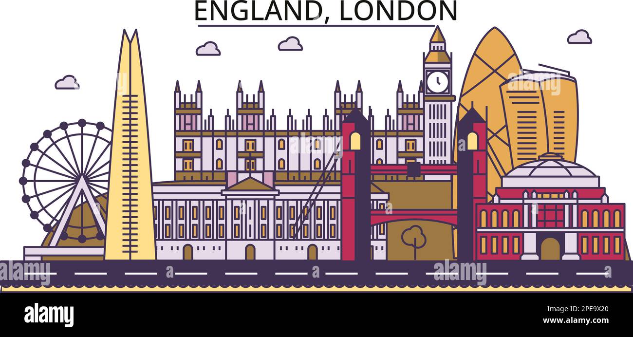 United Kingdom, London tourism landmarks, vector city travel ...