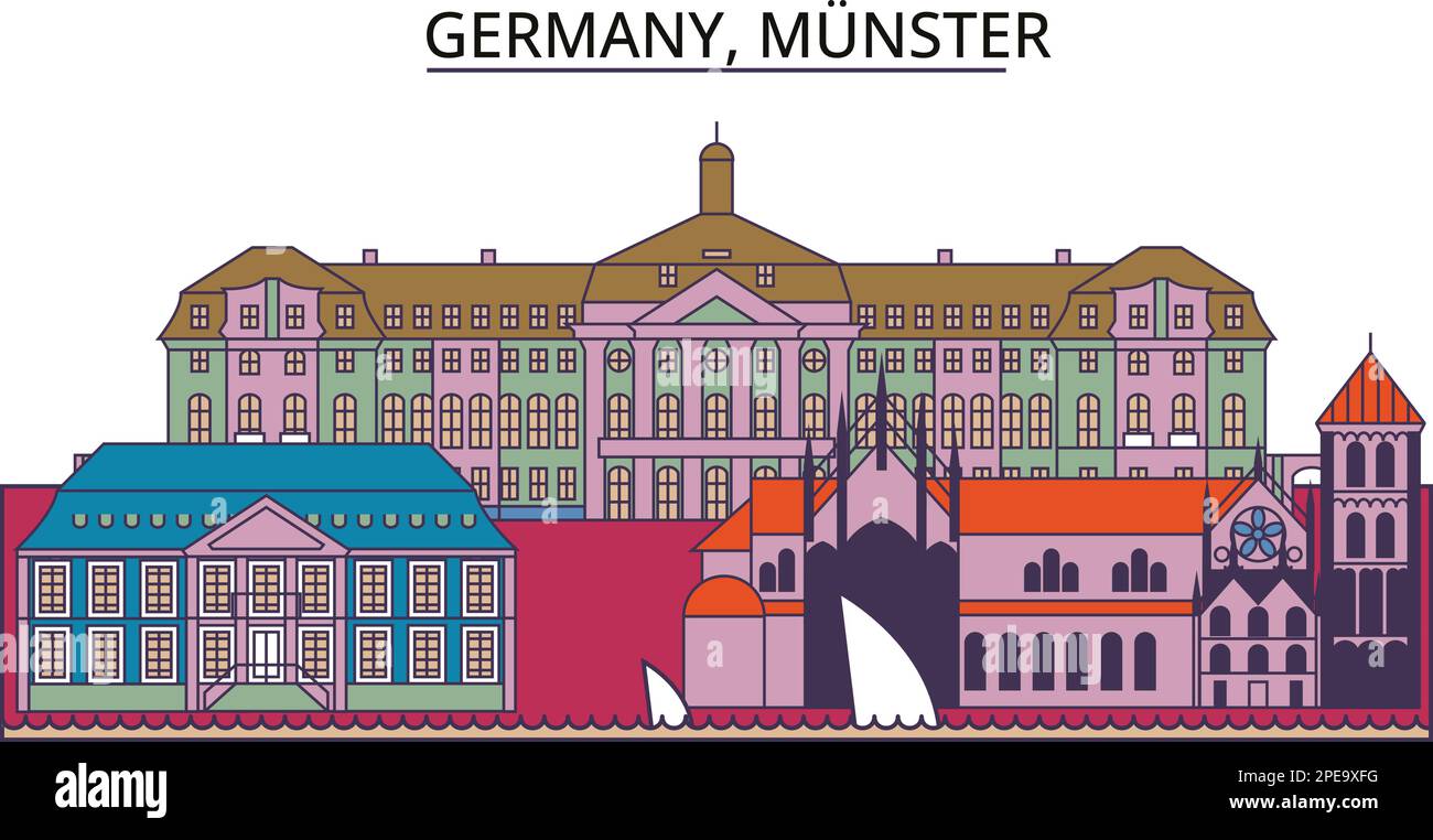 Germany, Munster tourism landmarks, vector city travel illustration Stock Vector Image & Art - Alamy