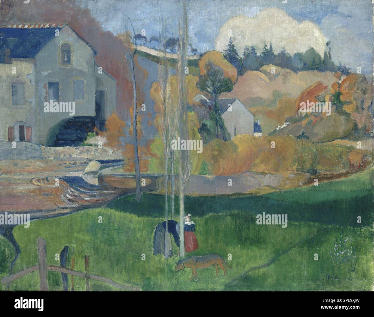 Landscape in Brittany. The David Mill 1894 by Paul Gauguin Stock Photo ...
