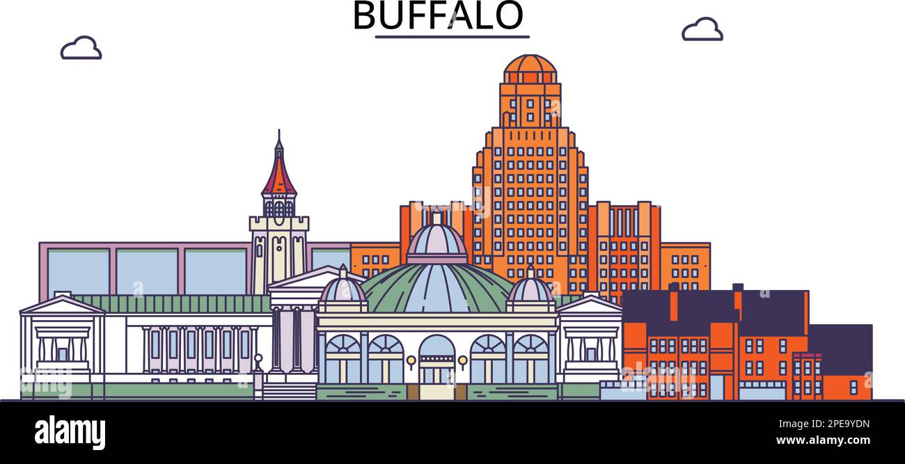 United States, Buffalo tourism landmarks, vector city travel ... United States, Buffalo tourism landmarks, vector city travel ...