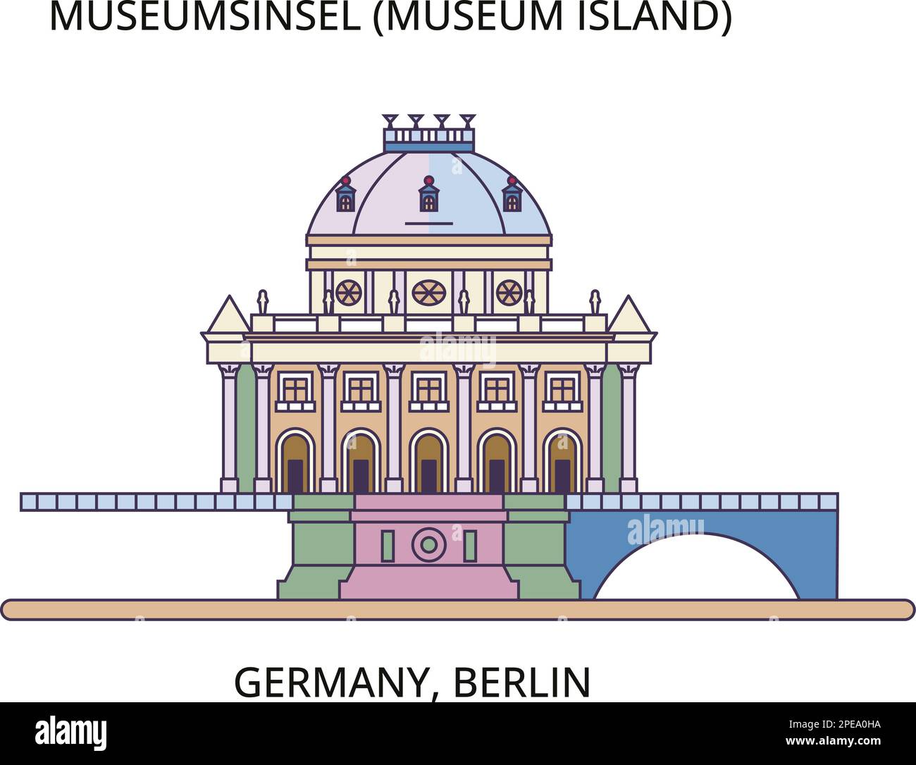 Germany, Berlin, Museum Island tourism landmarks, vector city travel ...