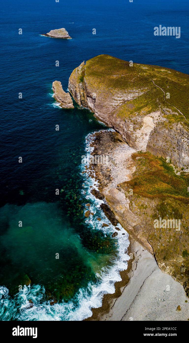 Spectacular Cliffs And Sandy Beach At Atlantic Coast Of Cap Frehel In ...