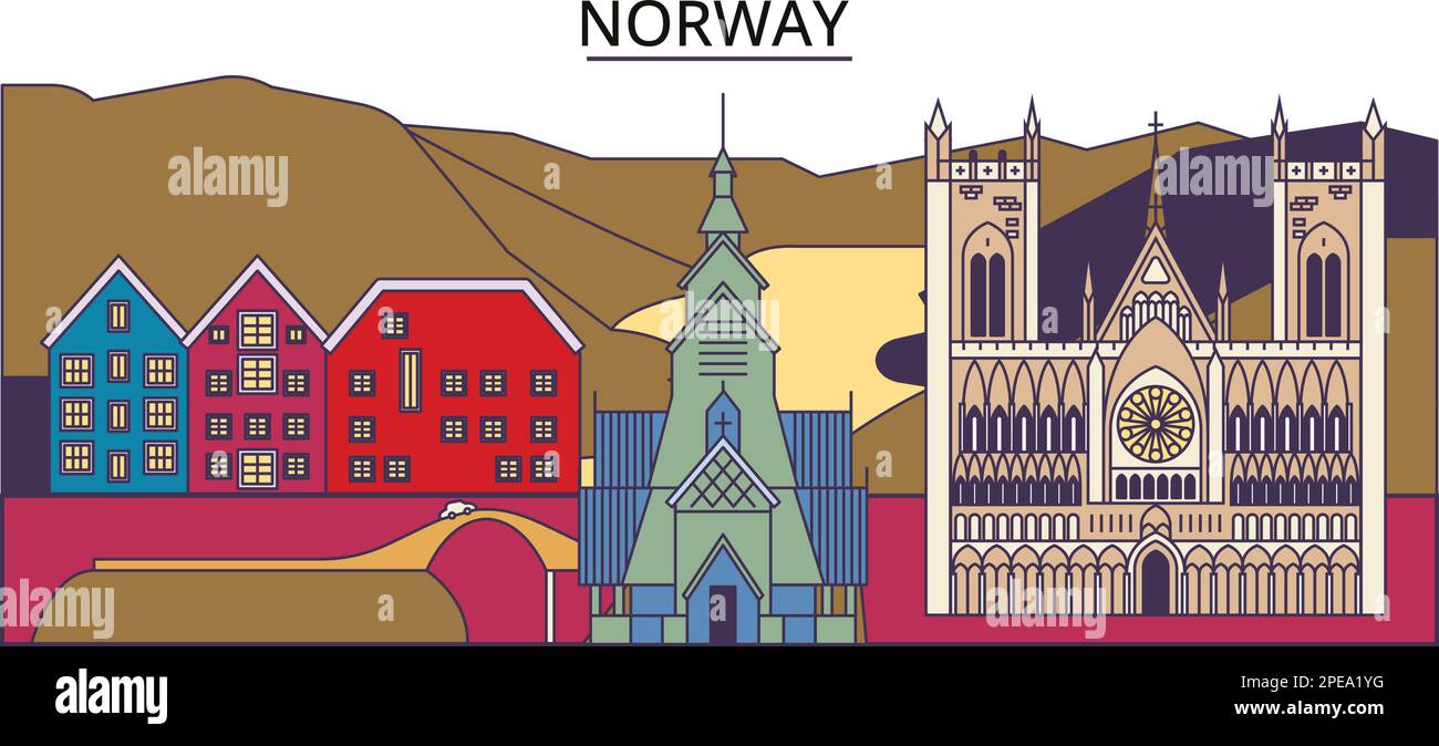 Norway tourism landmarks, vector city travel illustration Stock Vector ...