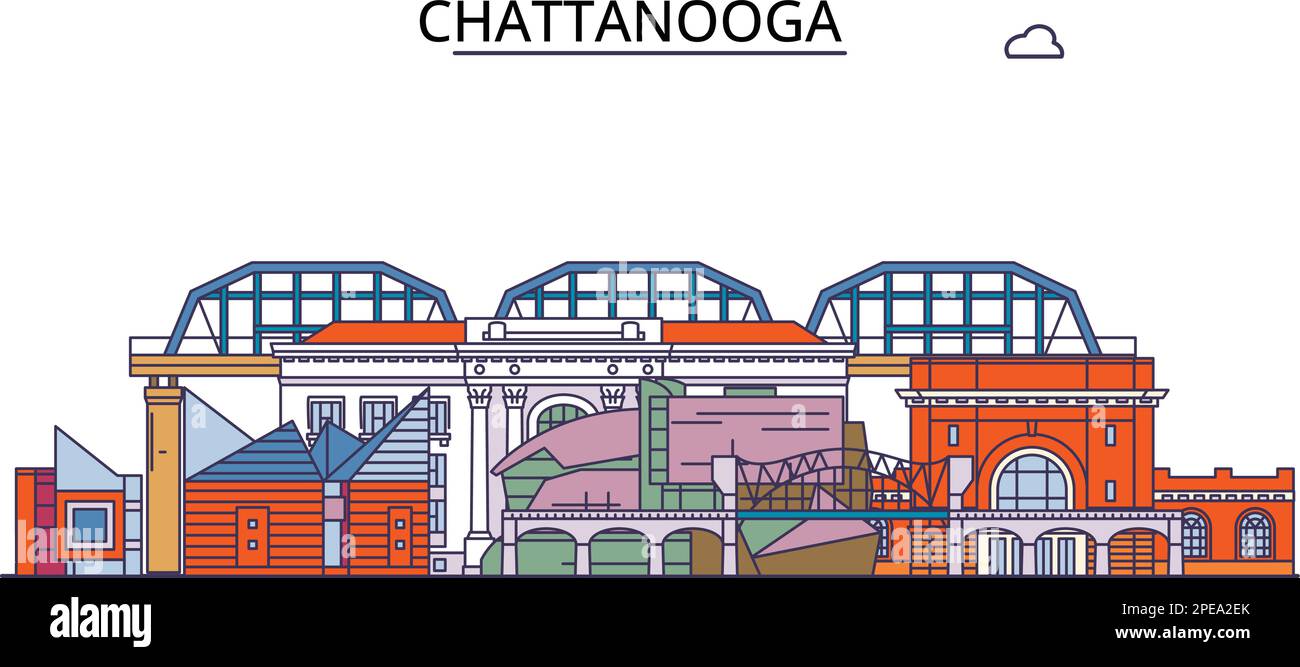 United States, Chattanooga tourism landmarks, vector city travel ... United States, Chattanooga tourism landmarks, vector city travel ...