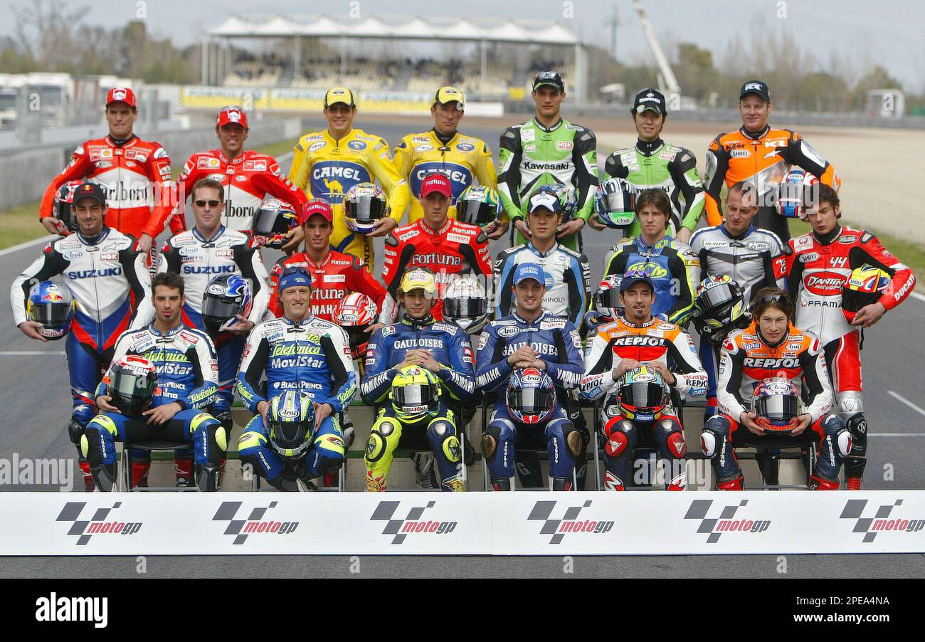 From left to right, front row : Marco Melandri and Sete Gibernau of ...