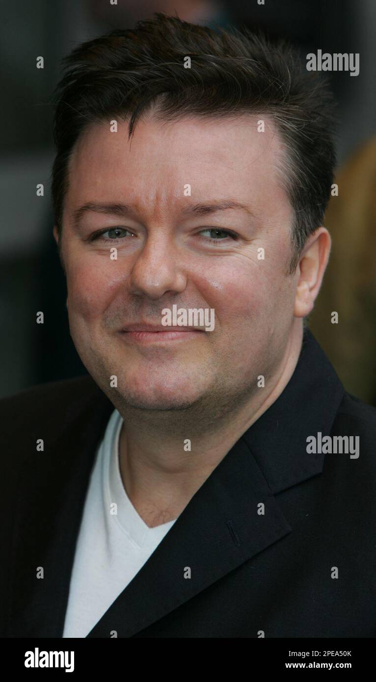 British comedy actor Ricky Gervais arrives at the world premier of the ...