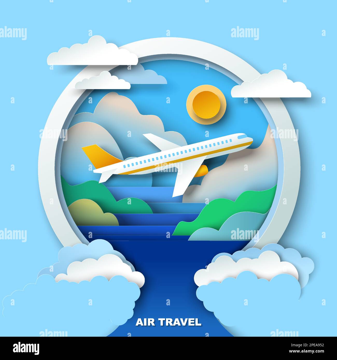 Airplane over clouds flat hi-res stock photography and images - Alamy