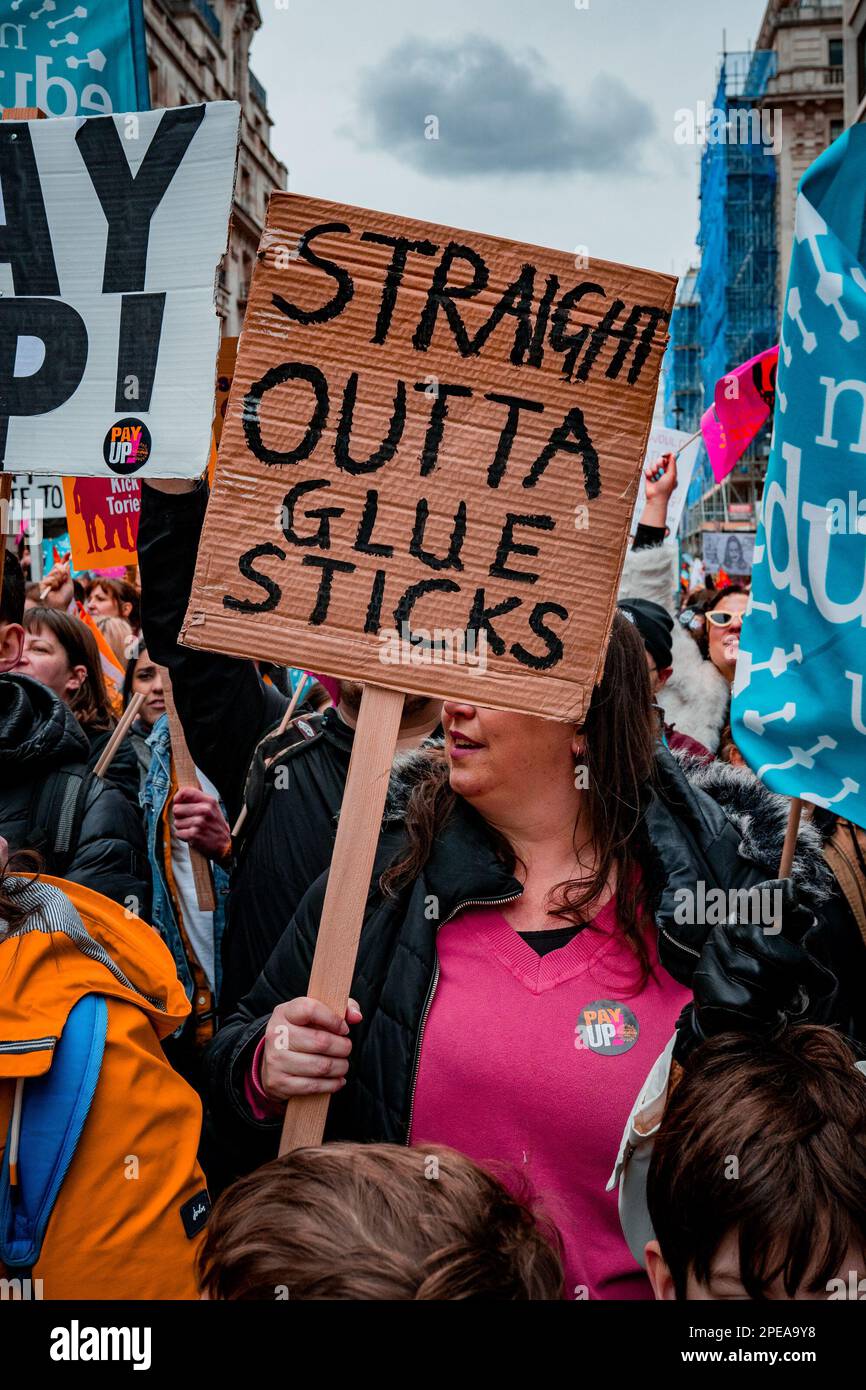 Teachers and public sector workers march in central London on a day of ...