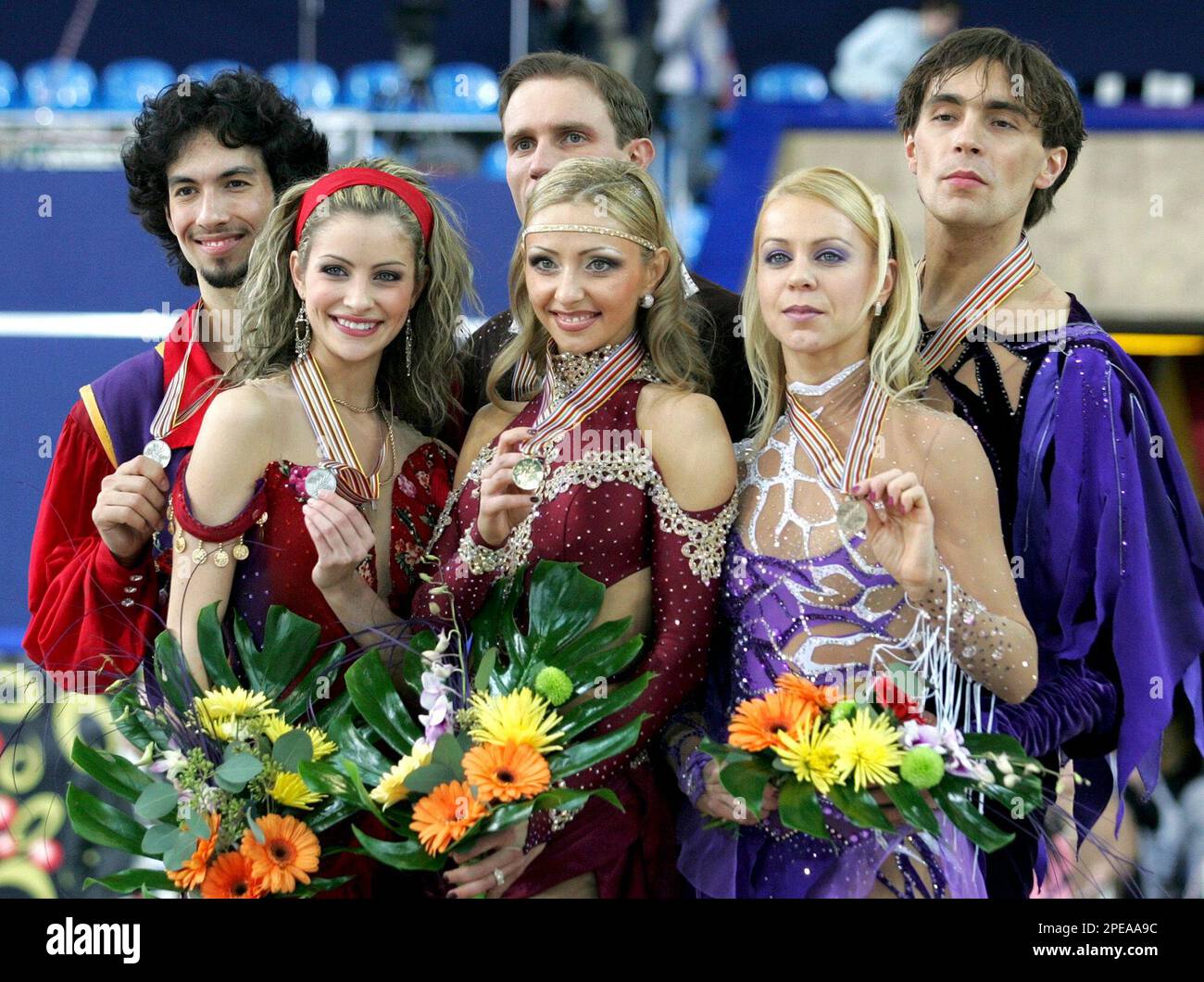 Awardees in ice dancing category, from left to right, silver medalists ...