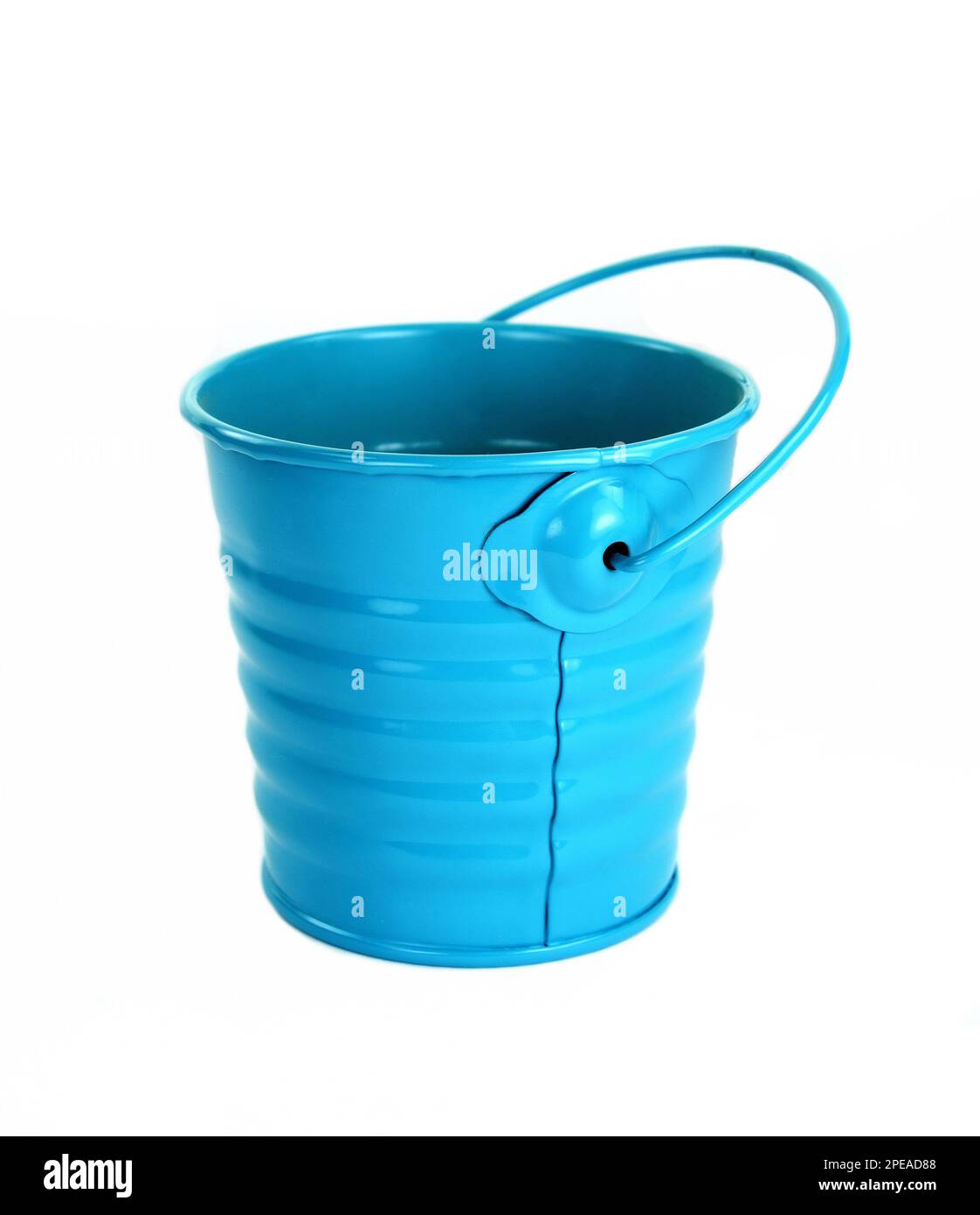Blue bucket isolated on white background Stock Photo - Alamy