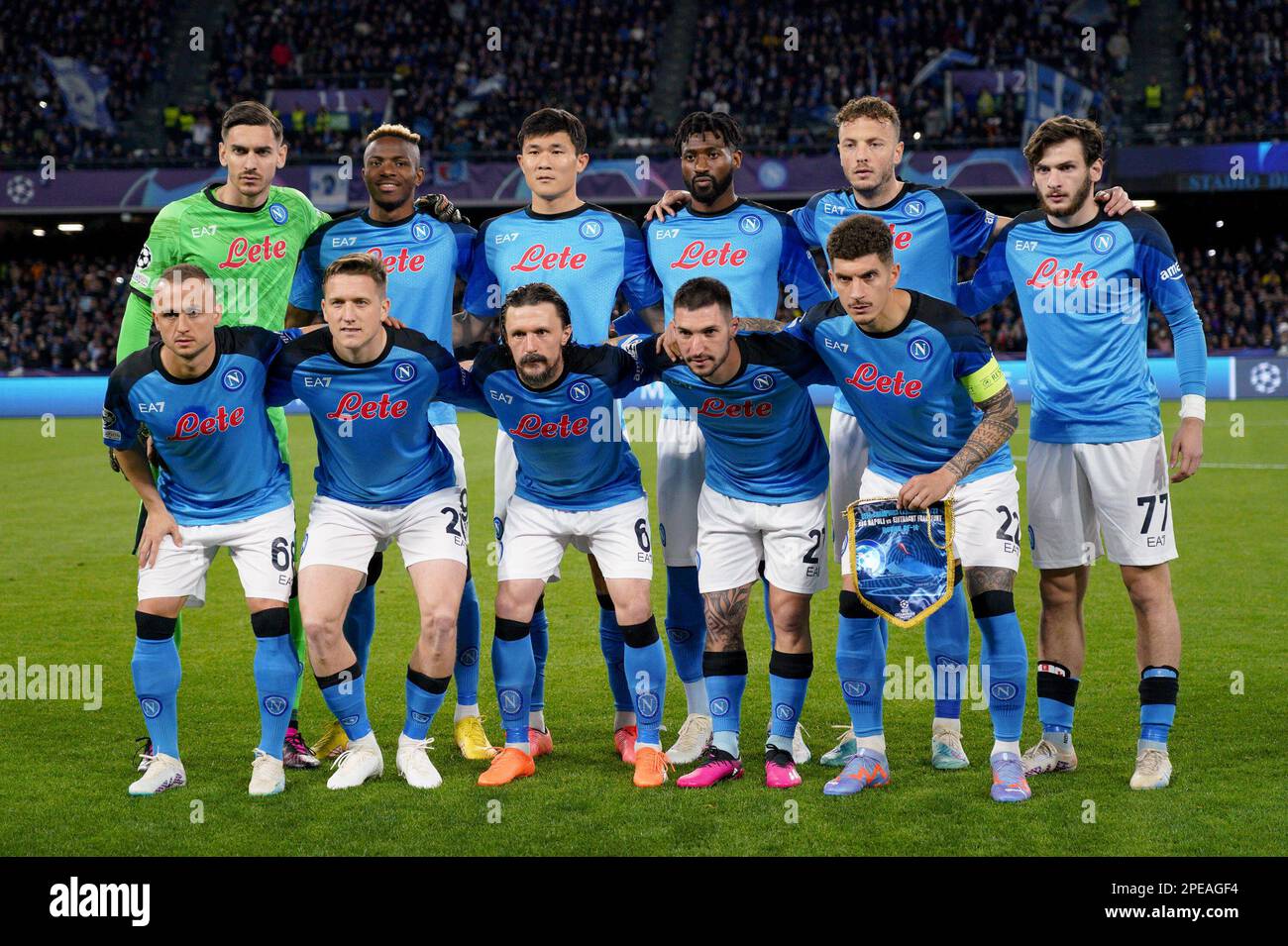 Naples, Italy. 15th Mar, 2023. SSC Napoli squad during the UEFA ...