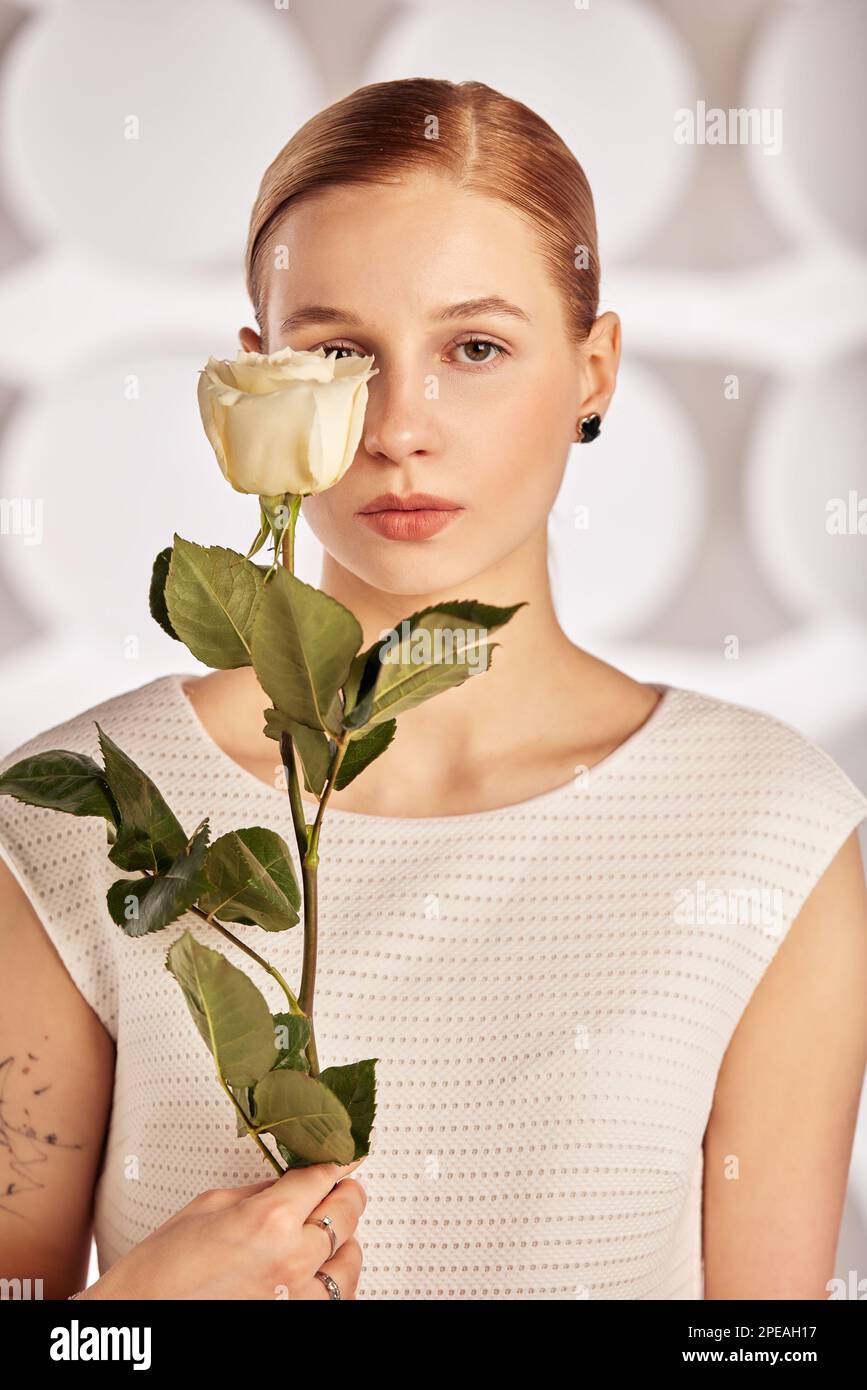 Portrait of a beautiful young disabled woman, born without an arm ...