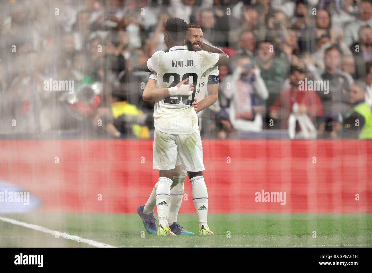 Madrid, Spain. 15th Mar, 2023. Karim Benzema of Real Madrid grimaces as ...