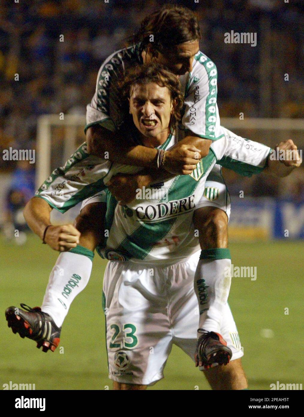 Daniel Bilos of the Argentine team Banfield celebrates with an ...