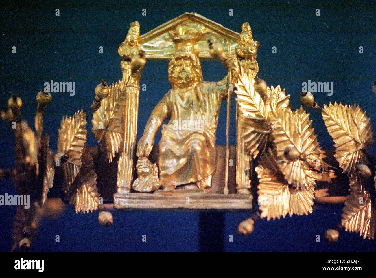 A golden crown dating back to the 2nd century A.D. bearing the image of ...