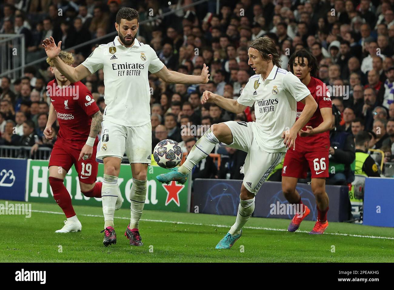 Madrid, Spain. 15 Mar, 2023. Real Madrid´s Luka Modri?? (R) in action ...