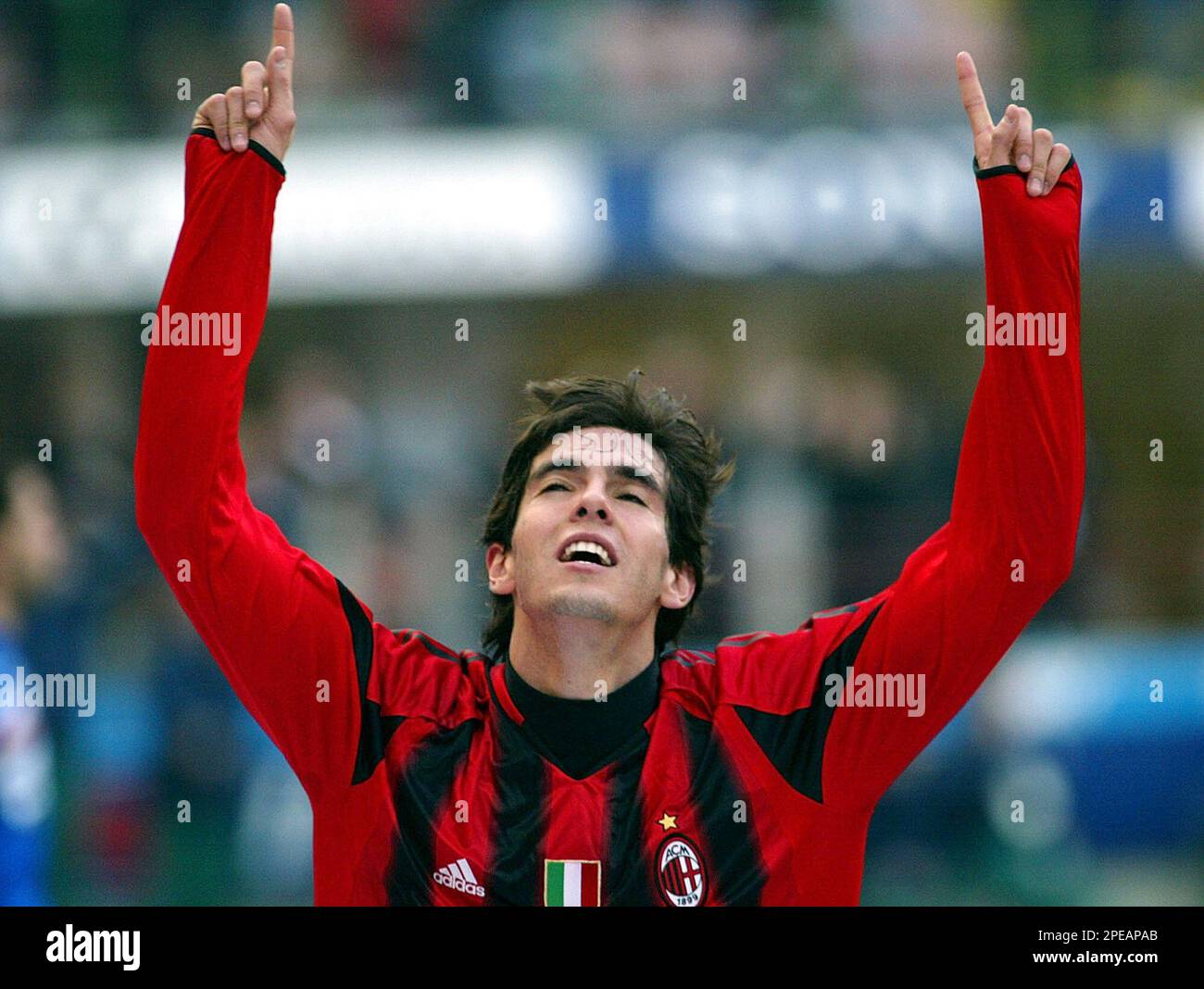 AC Milan star Ricardo Kaka of Brazil celebrates after scoring during ...
