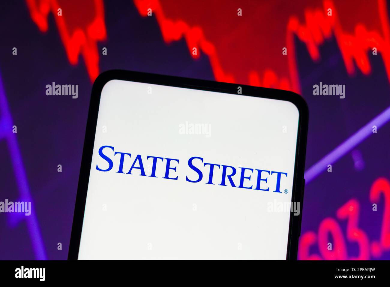 In this photo illustration the State Street Corporation logo seen ...