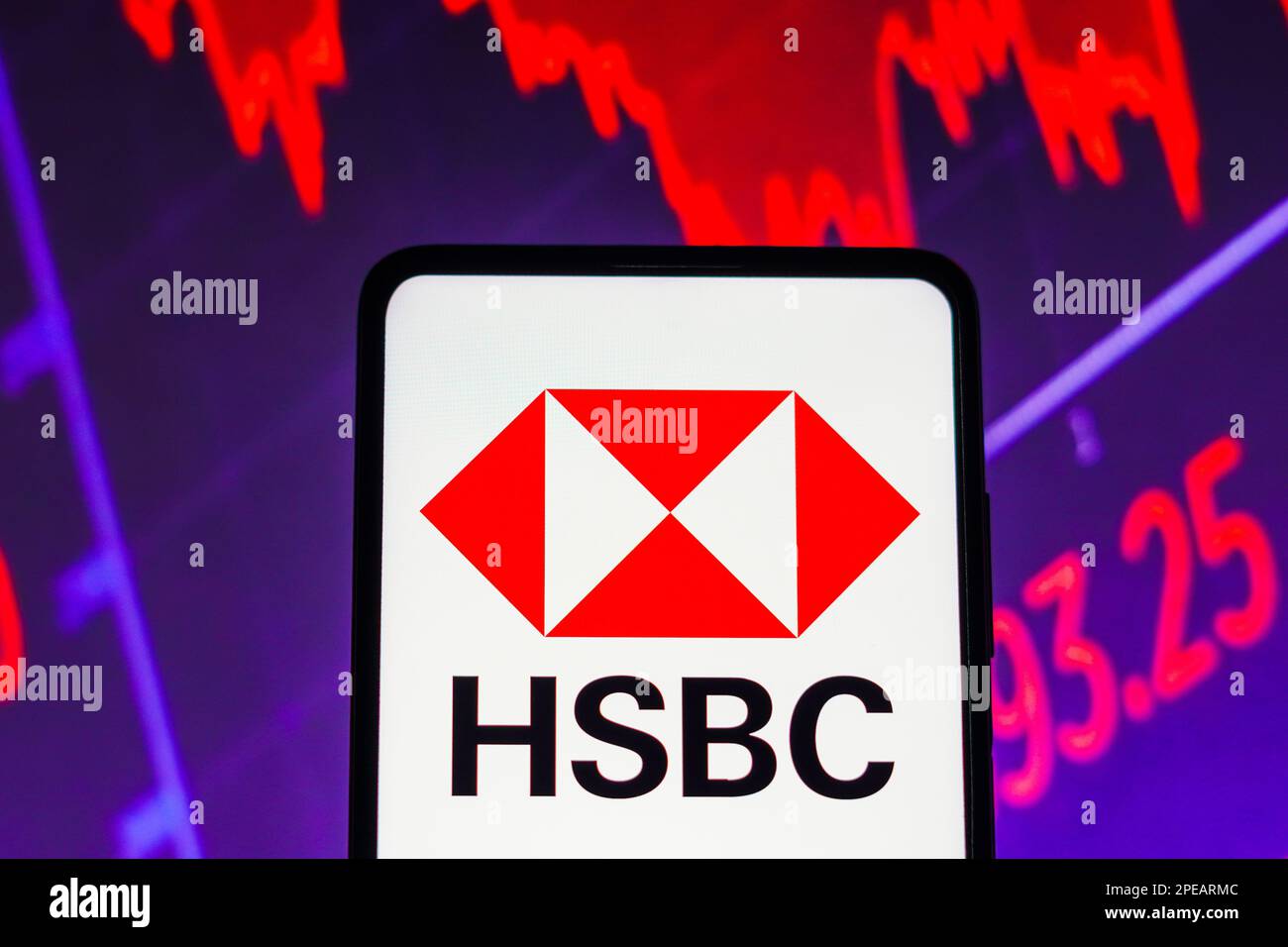 In this photo illustration the HSBC logo seen displayed on a smartphone ...