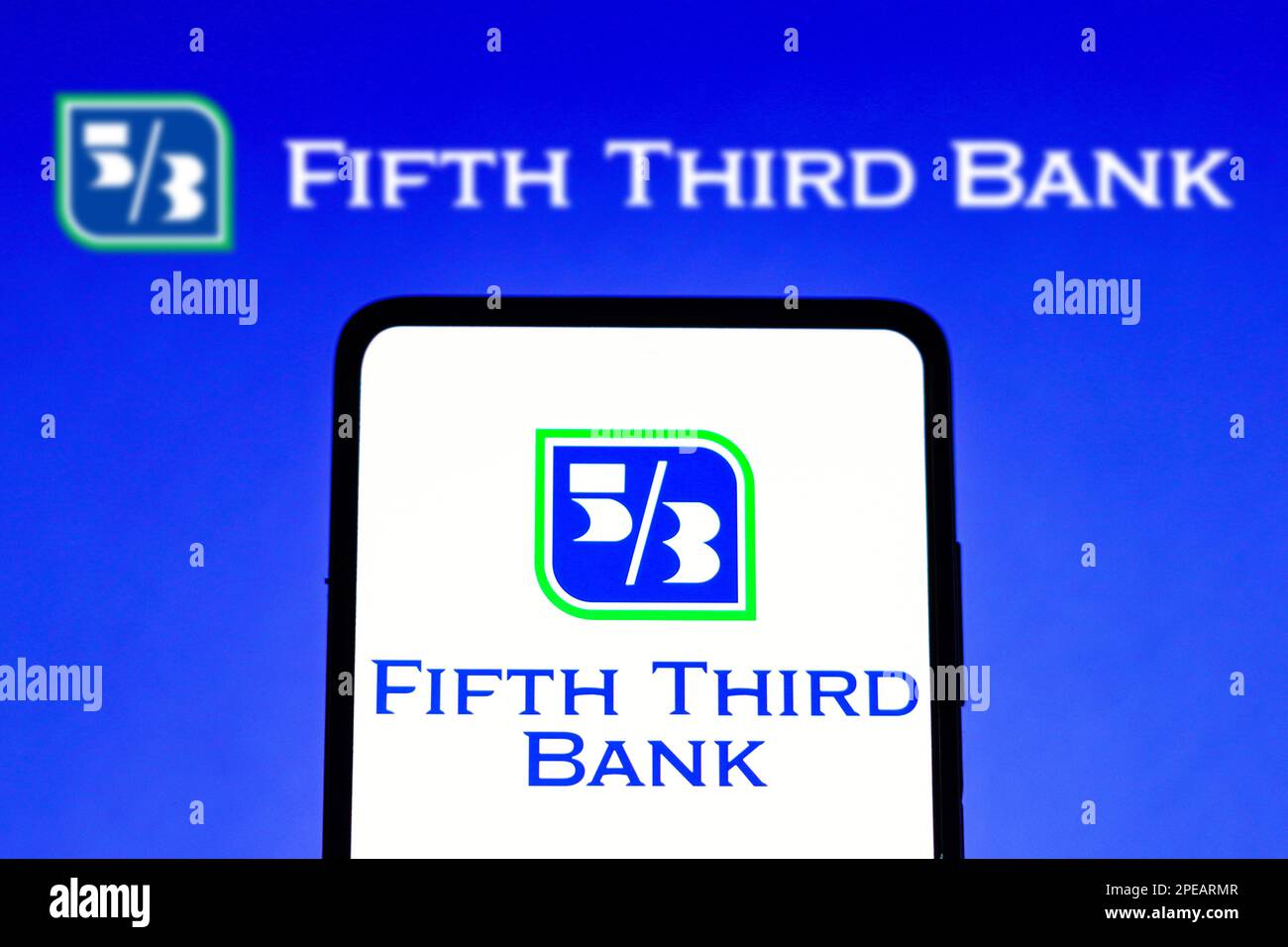 In this photo illustration, the Fifth Third Bank logo seen displayed on ...